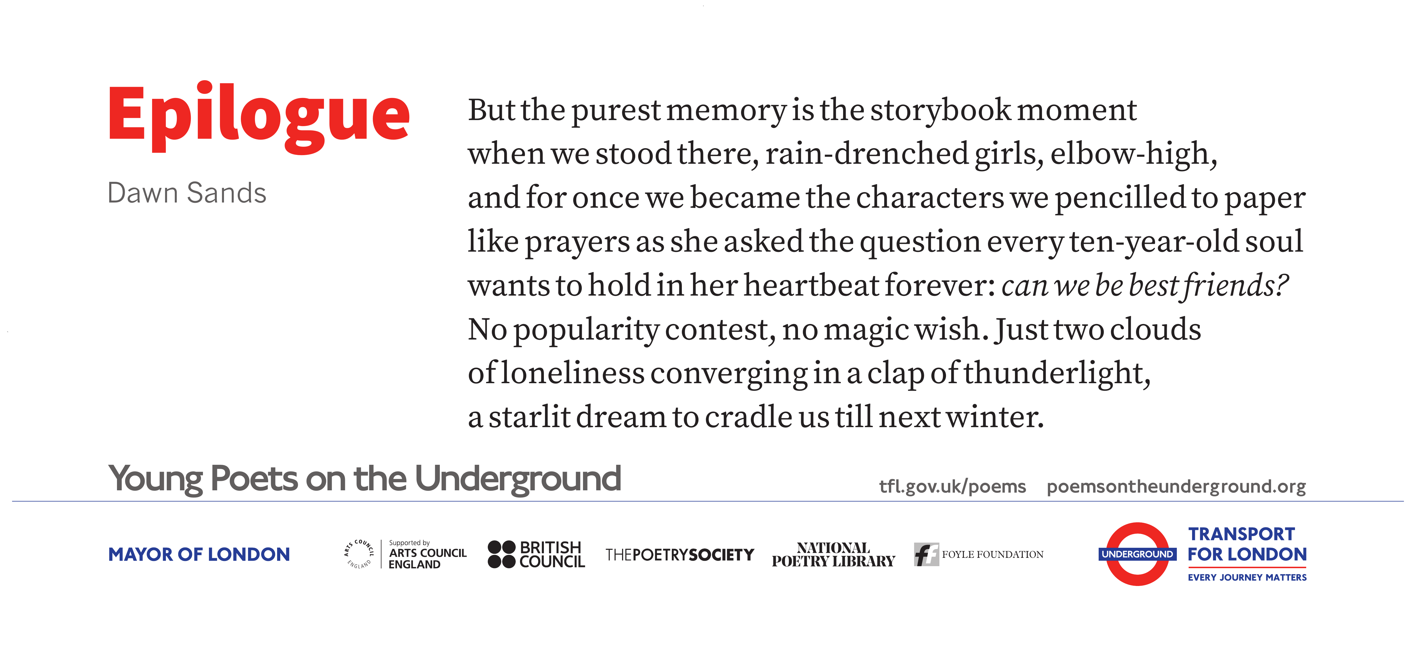 Epilogue – Poems on the Underground